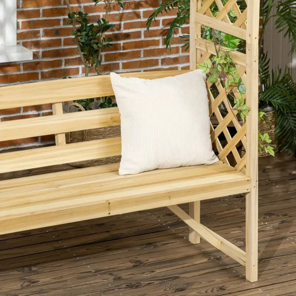 Lark Manor™ [Natural Wooden Bench] Natural Wooden 3 Seat Patio Garden Bench Arbor Arch With ...